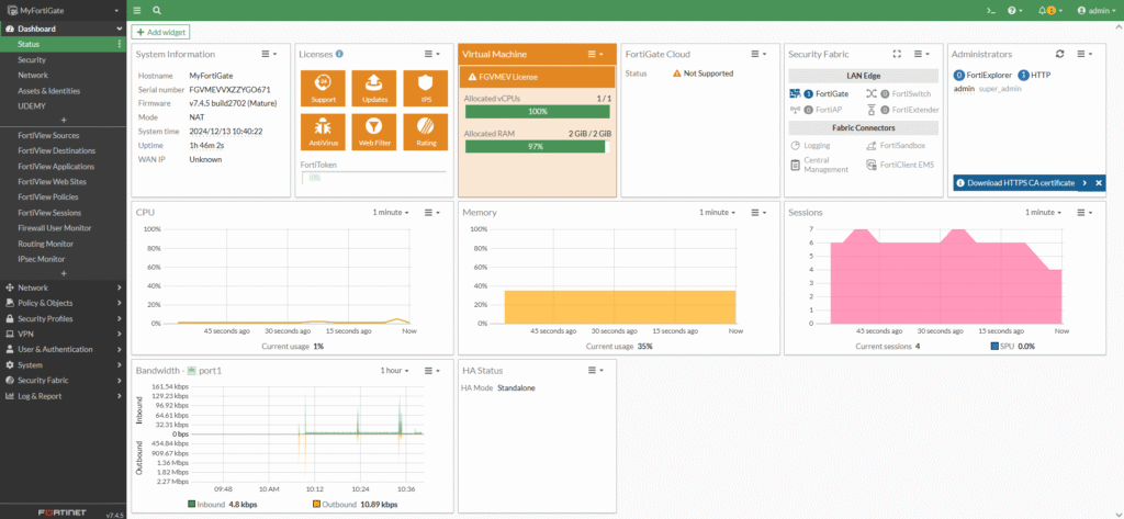 FortiGate Firewall Dashboard – Halil İbrahim Kaya